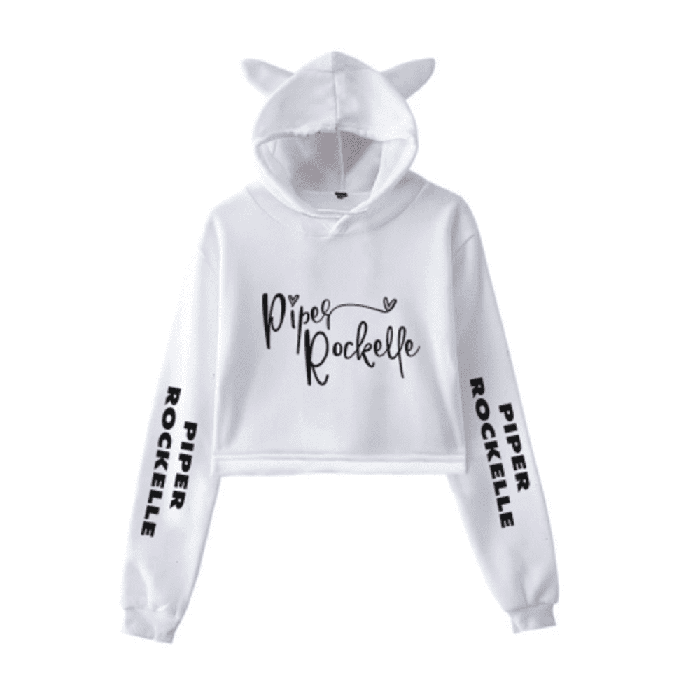 Piper Rockelle Merch Cat Ear Hoodie Sweatshirt Girl's Fans Kawaii Crop ...