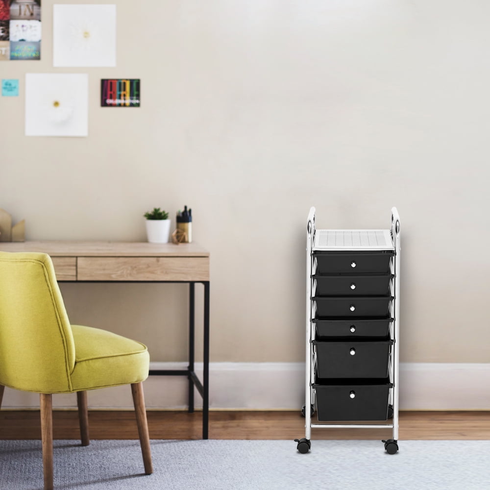 Black 6-Drawer Organizer Cart - Walmart.com