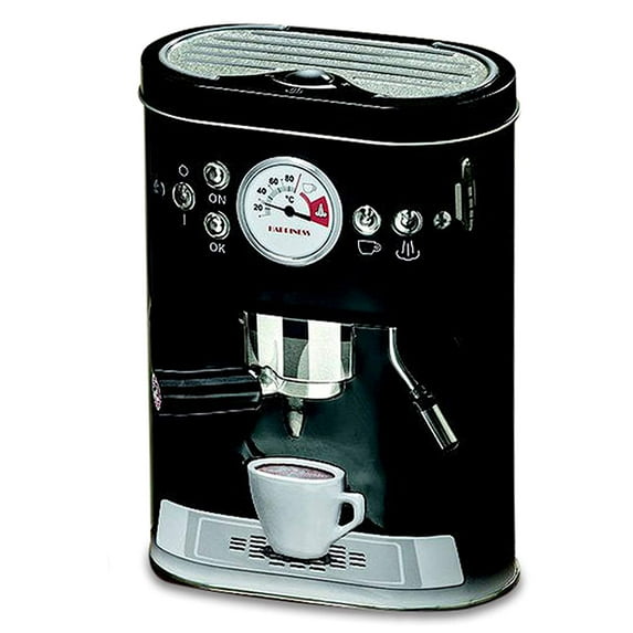Barista Cookie Tin, Realistic Espresso Machine Shape, Black, Graphic ...