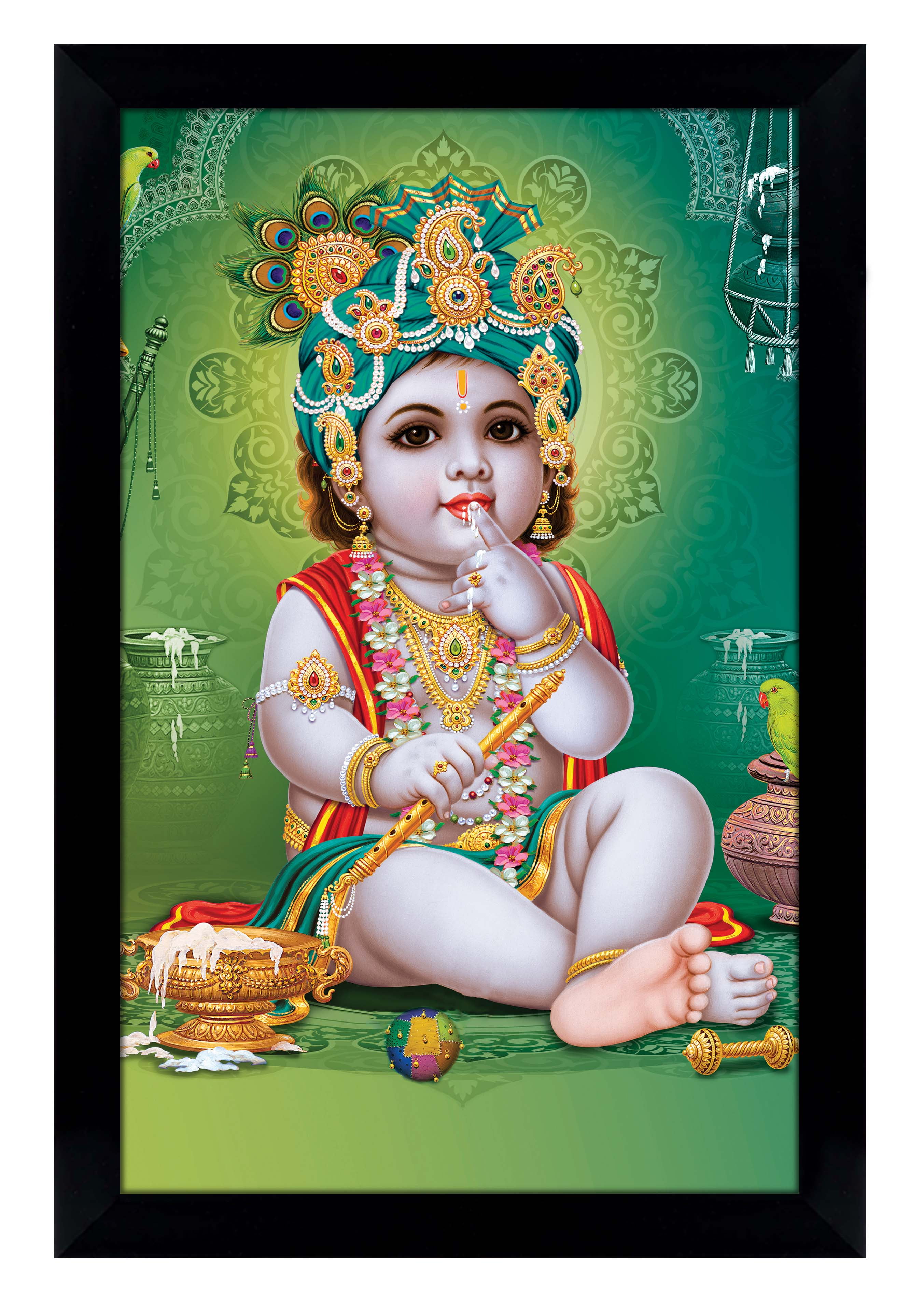 IBA Indianbeautifulart Makhan Chor Baby Krishna Picture Frame Religious ...