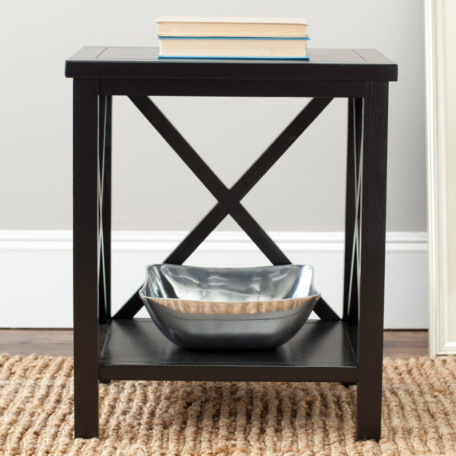 SAFAVIEH Candence Cross Back End Table Black - Walmart.com