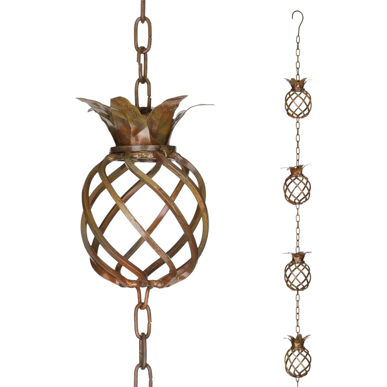Rain Chain - Copper Pineapple - 3"x3"x102" - Walmart.com