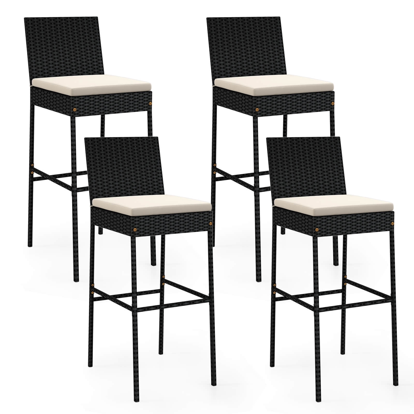 Click here for Costway 4 Pcs Patio Wicker Barstools Bar Height Ch... prices