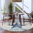 Blue Starfish Coastal 8FT Round Area Rugs for Living Room Summer ...
