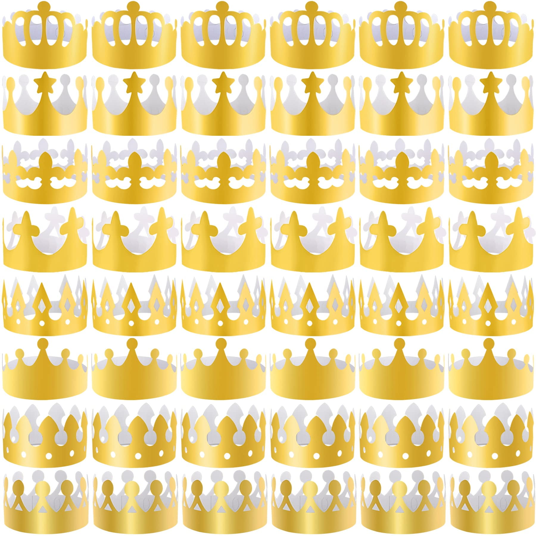 SIQUK 40 Pieces Paper Crowns Golden Party Crown Gold Birthday Party ...