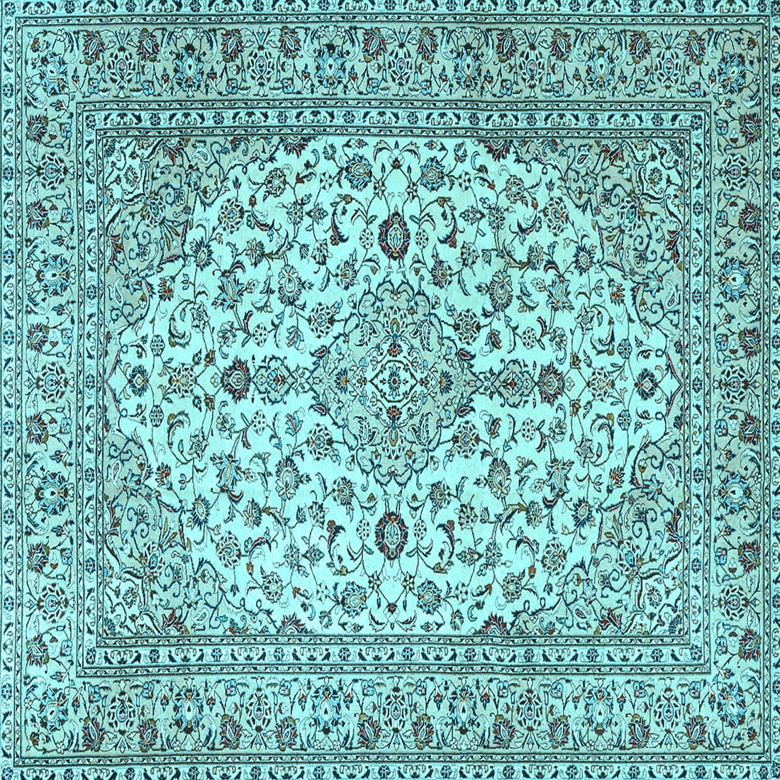 Ahgly Company Indoor Square Medallion Light Blue Traditional Area Rugs ...