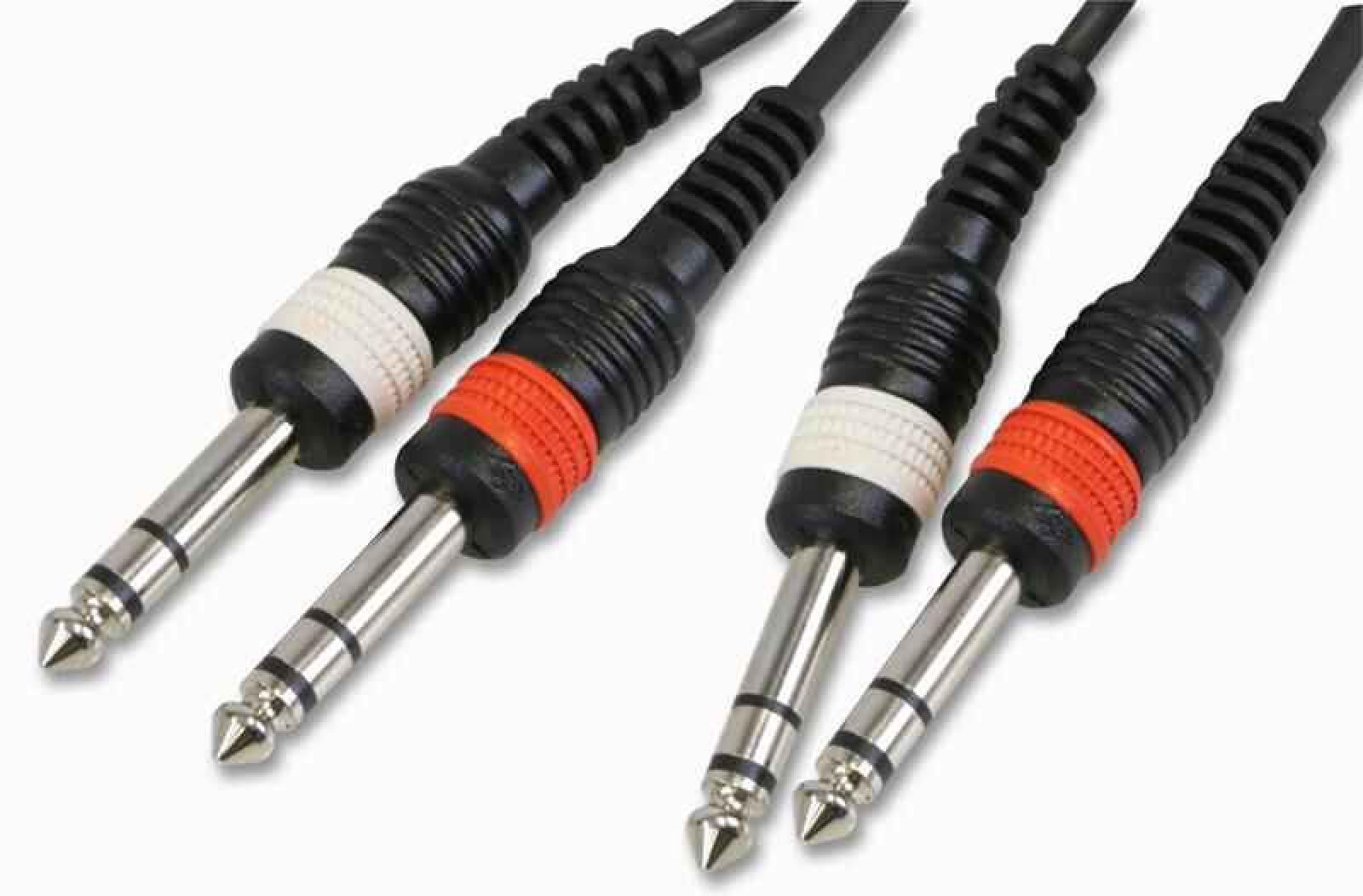 PULSE - 6.35mm (1/4") Stereo Jack Plug to Twin Plug Lead, 1.5m Black ...