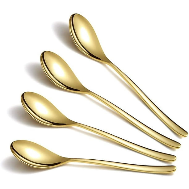Gold Coffee Spoons 4 Pieces, Homquen 5.5" Modern Design Stainless Steel ...