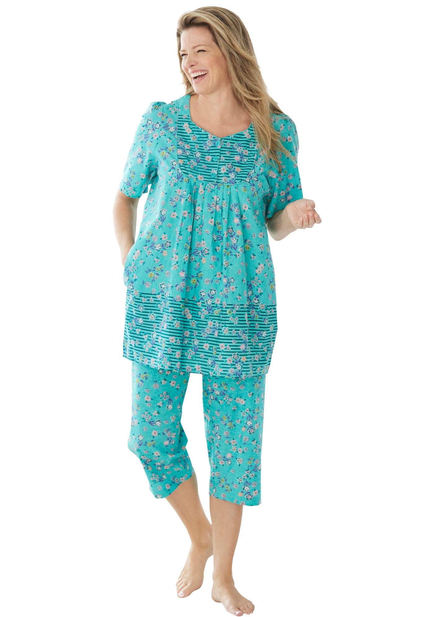 Dreams And Co Womens Plus Size Capri Lounge Set