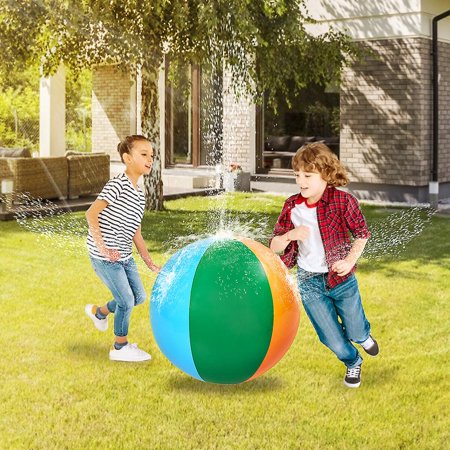 Rainbow Beach Balls Inflatable Water Spray Beach Ball Summer Outdoor ...