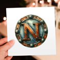 3drose, Classy Letter N. Round Rusty Metal Plate Exotic, Cool Artsy ...