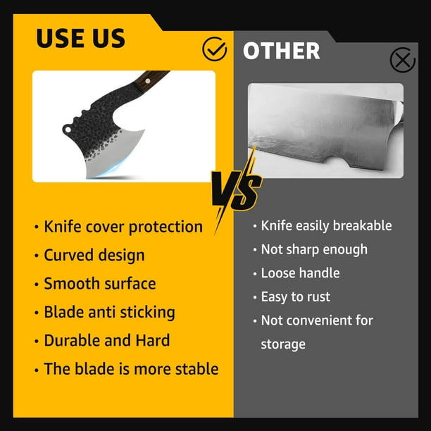 Meat Bone Cleaver Knife with Sheath and Wood Handle Hand Forged Butcher ...