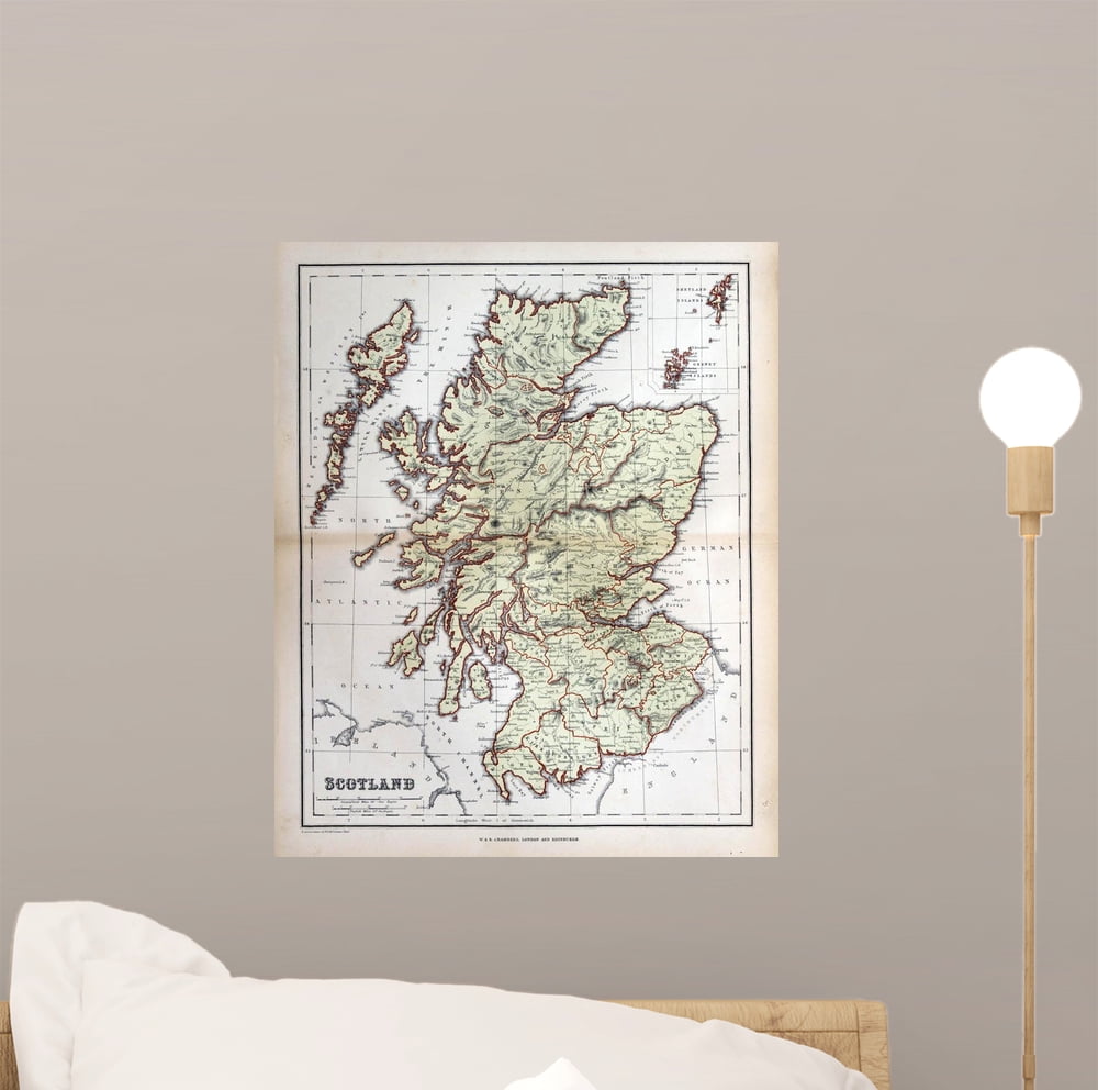 Old Map Scotland 1870 Wall Mural by Wallmonkeys Peel and Stick Graphic ...