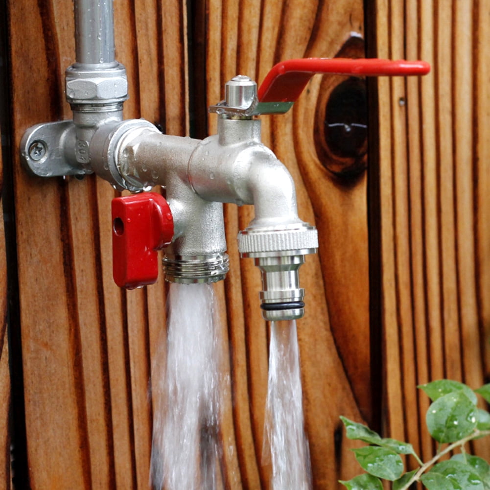 Windfall 1/2Inch Tap Faucet Adapter Garden Brass 2 Valves Connector ...