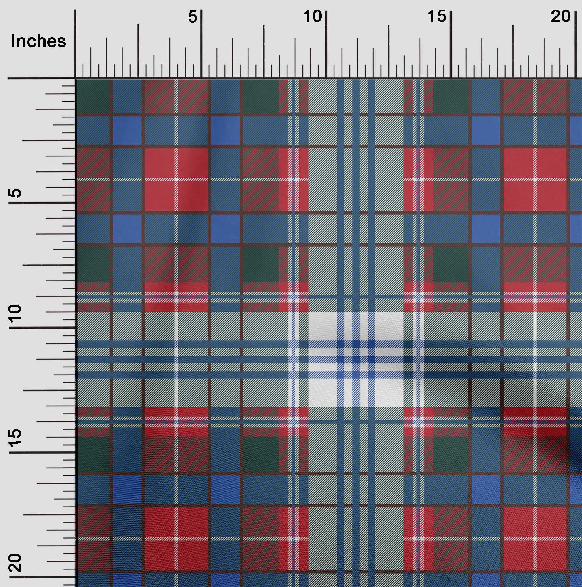 oneOone Organic Cotton Voile Fabric Tartan Check Print Fabric By The ...