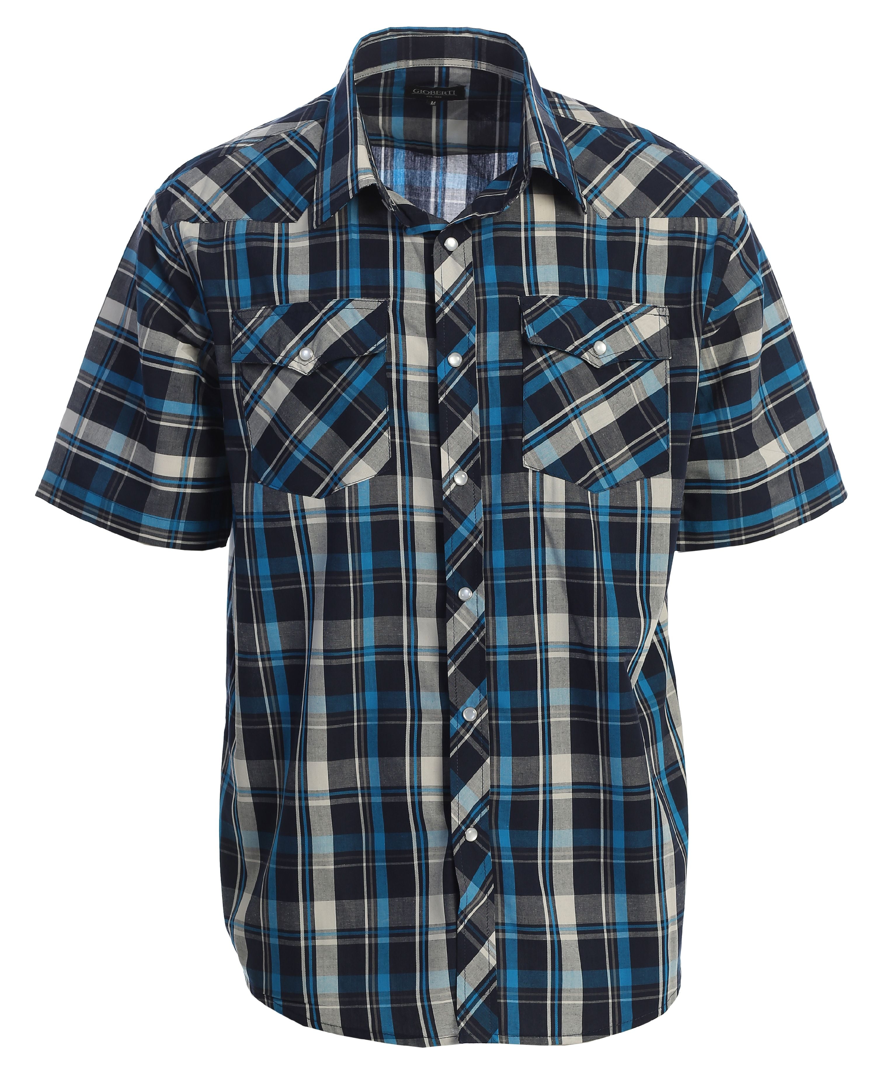Gioberti - Gioberti Men's Short Sleeve Plaid Western Shirt W/Pearl Snap ...
