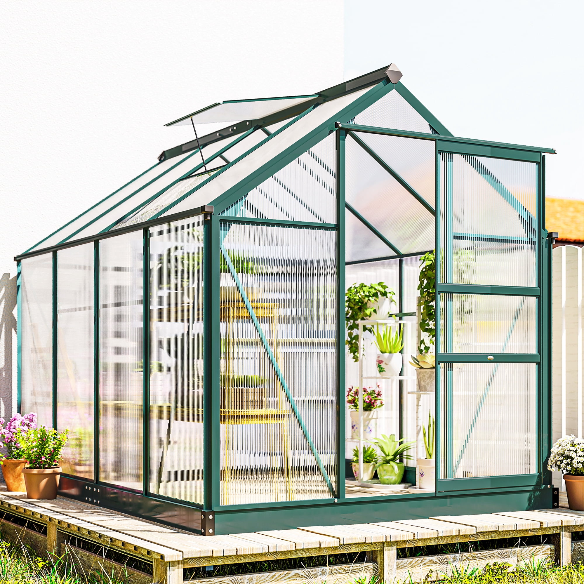 Click here for Outsunny 6 X 8 X 6.6 Aluminum Polycarbonate Walk-I... prices