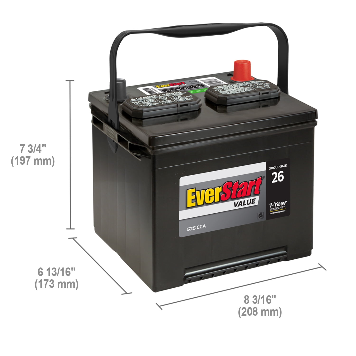 EverStart Value Lead Acid Automotive Battery Group Size 26 12 Volt