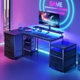 Casacomoda Home Office L Shape Desk with Monitor Shelf and Power Outlet ...