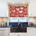 27"x36" Tier Curtains 2 Panels Rustic Red White Hearts Semi Sheer ...