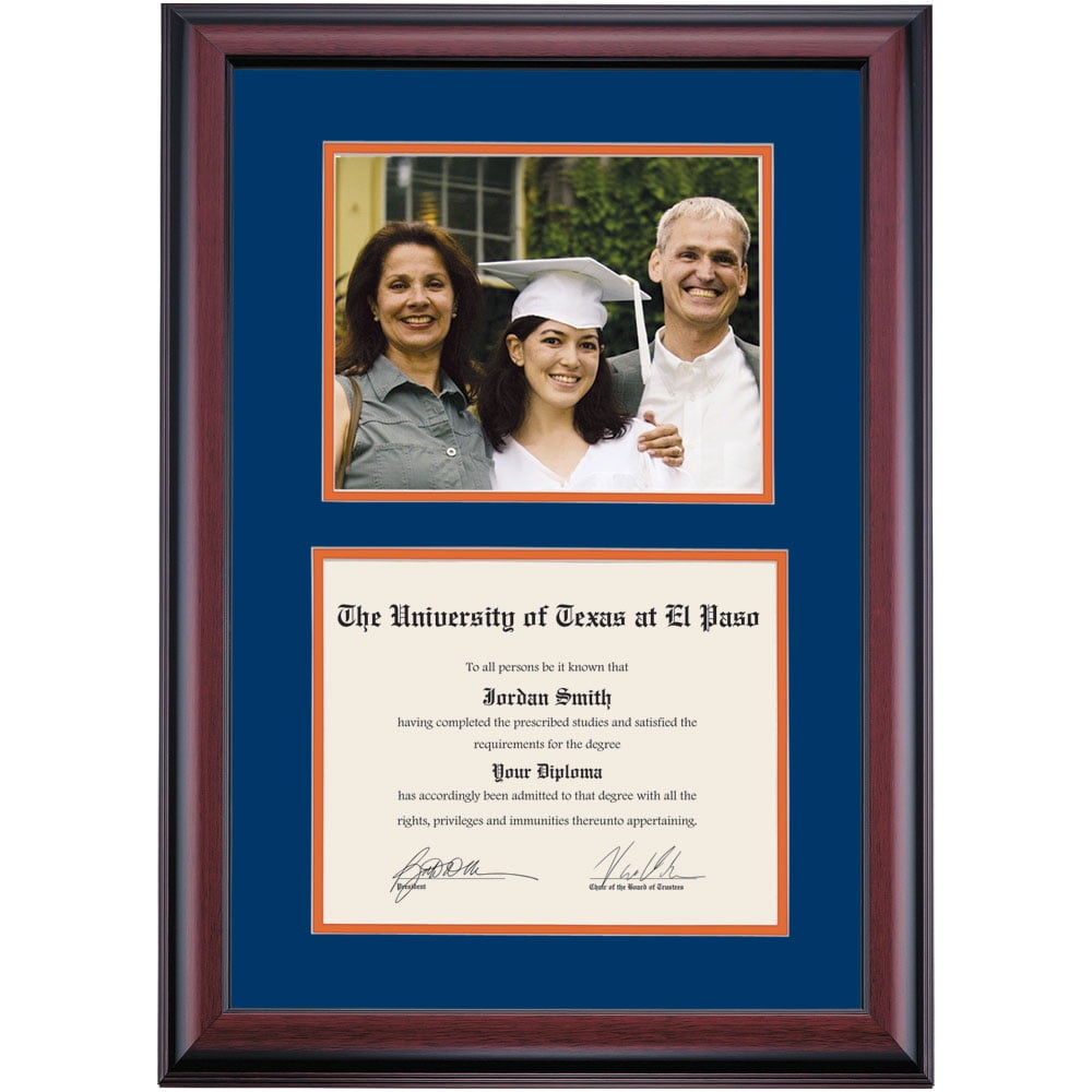 OCM Diploma and Photo Frame for University of Texas-El Paso UTEP, Navy ...