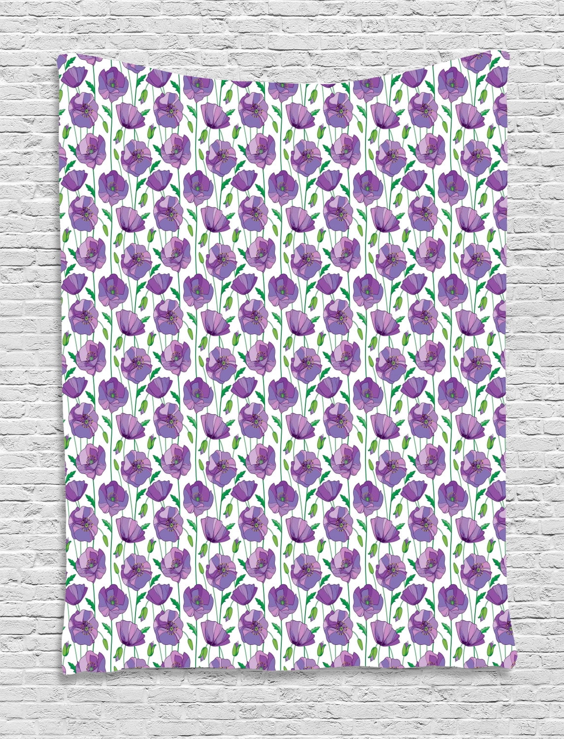 Poppy Tapestry, Illustrated Buds and Blossoms of a Spring Plant with ...