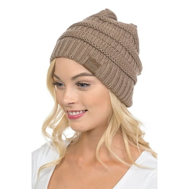 C.C Hat-20A Slouchy Thick Warm Cap Hat Skully Color Cable Knit Beanie ...