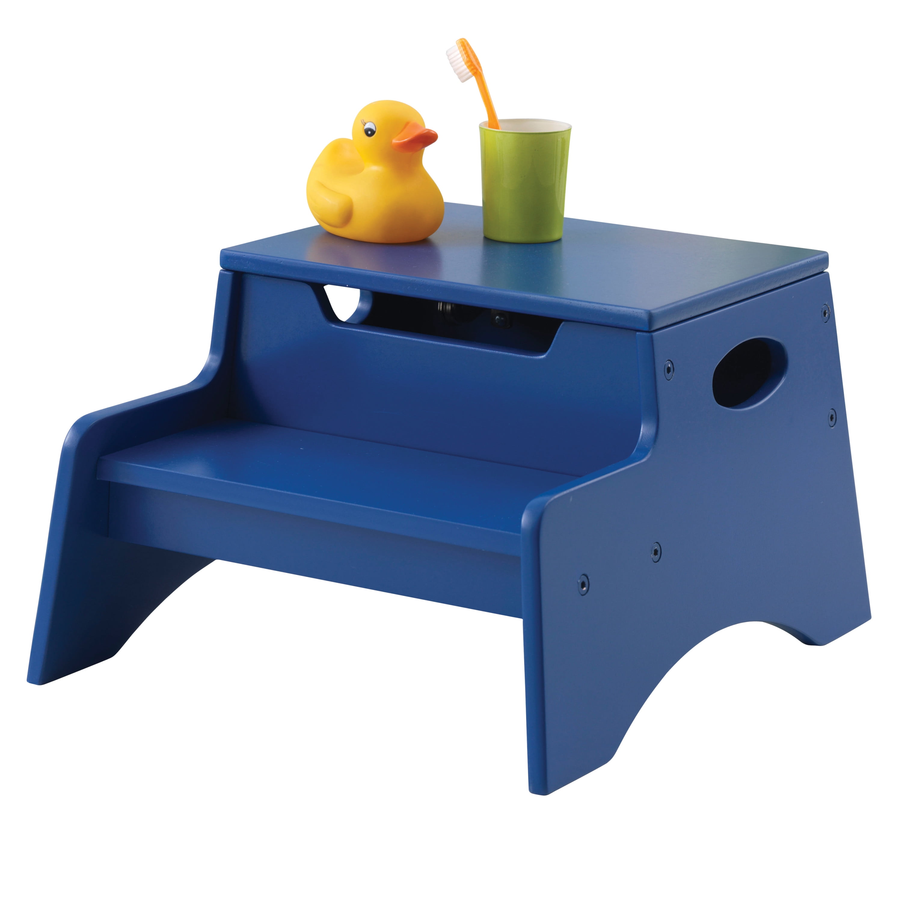 KidKraft Wooden Step 'N Store Stool with Handles and Storage, Blue ...