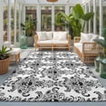 Area Rug 5x8ft, Halloween Horror Skeleton Skull Flower Seamless ...