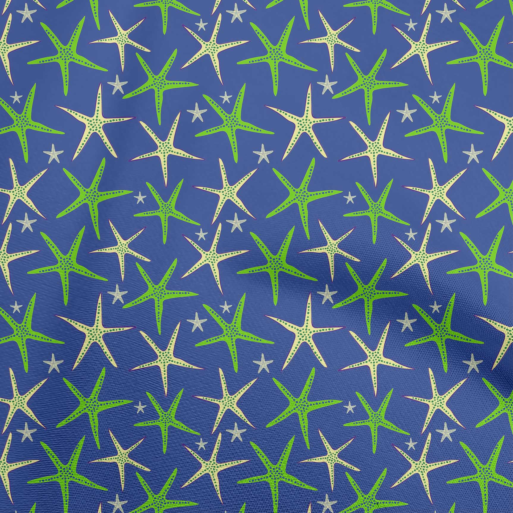 oneOone Viscose Chiffon Medium Blue Fabric Starfish Sewing Material ...