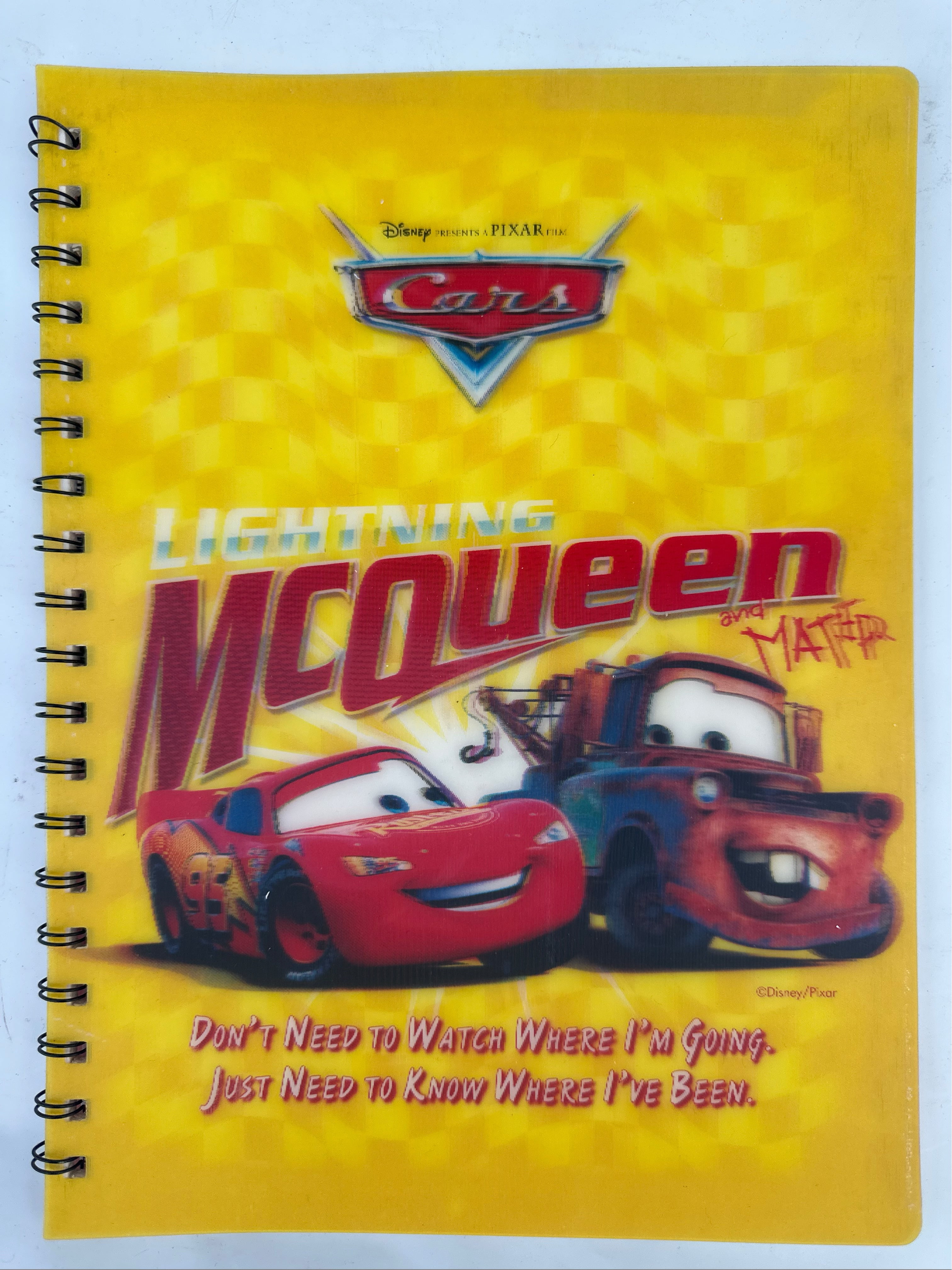 Yellow Disney Cars Notebook - Hard Cover Mcqueen Spiral Notebook With ...