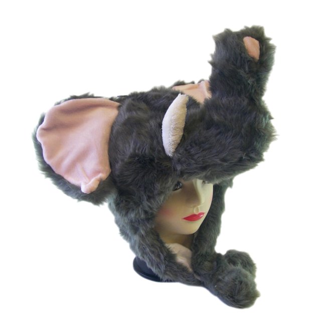 Plush Elephant Animal Hat - Elephant Hat with Ear Flaps and Poms ...