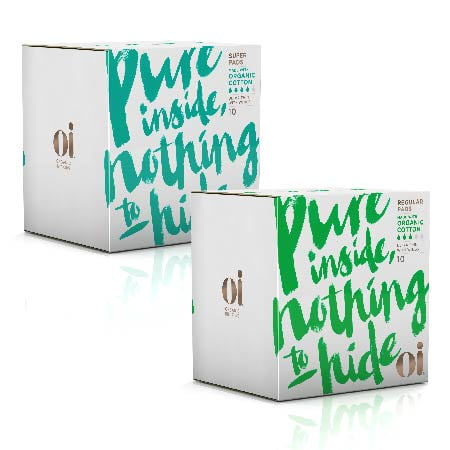 Oi Organic Cotton Ultrathin. Regular and Super Pads with wings, 10 ct ...