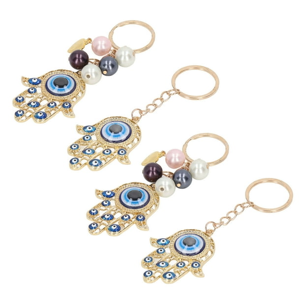 Evil Eye Keychainwith Pearl,2 Set 4Pcs Evil Evil Eye Key Chains Ring ...
