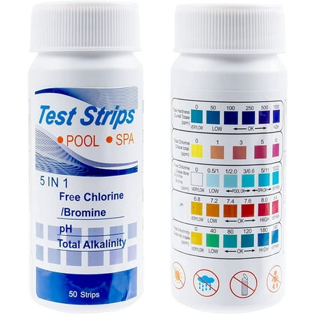 Pool and Spa Test Strips for Hot Tubs- 100 ct 5 Way Accurate Testing ...