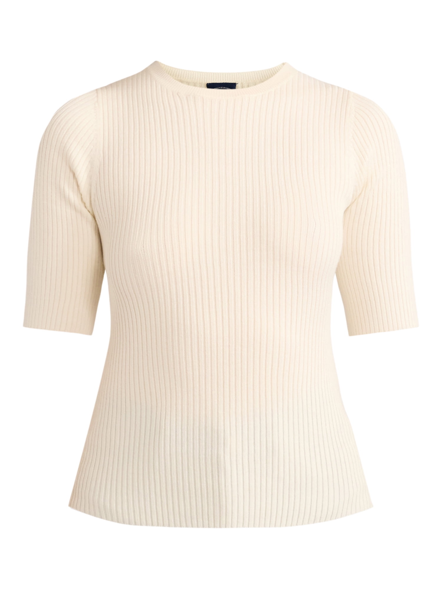 Scoop Women's Rib Knit Sweater with Elbow Length Sleeves Scoop Women's Rib Knit Sweater with Elbow Length Sleeves