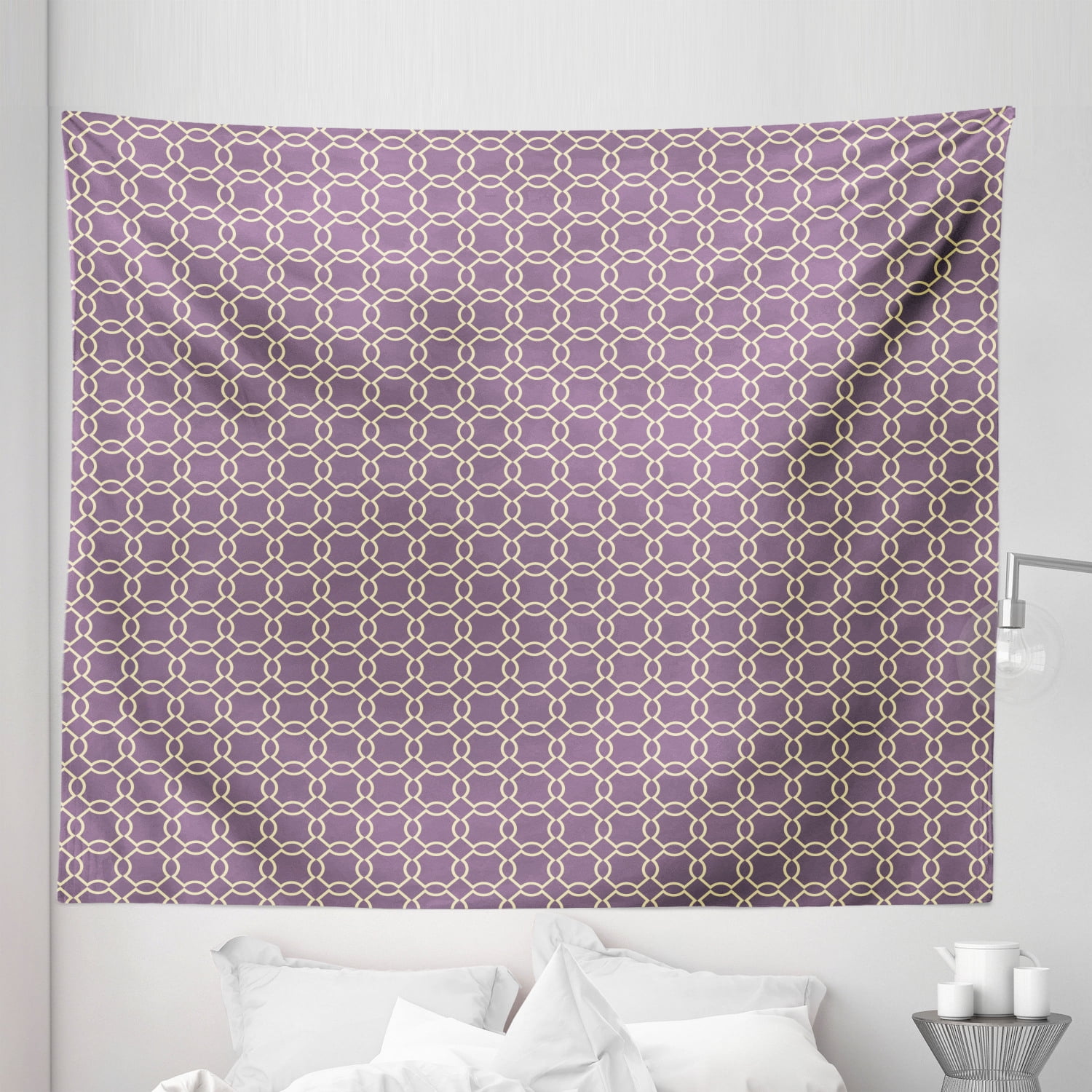 Geometric Tapestry, Abstract Lines with Curvy Oval Shapes Traditional ...