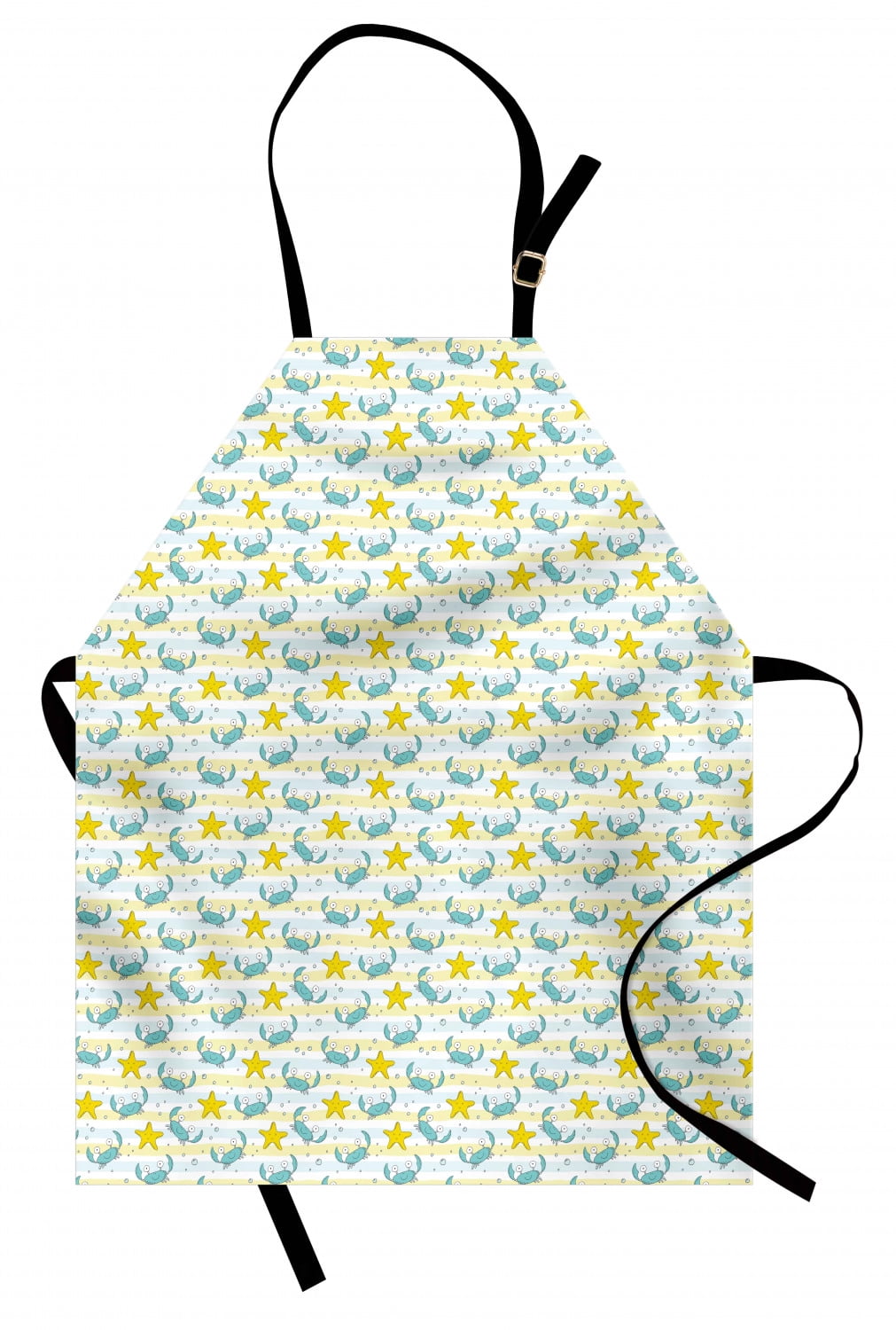 Marine Apron, Ocean Theme Crabs and Starfishes Pattern with Bubbles and ...