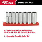 Hyper Tough 19 Piece 3/8 Inch Drive Ratchet and Socket Set Deep ...