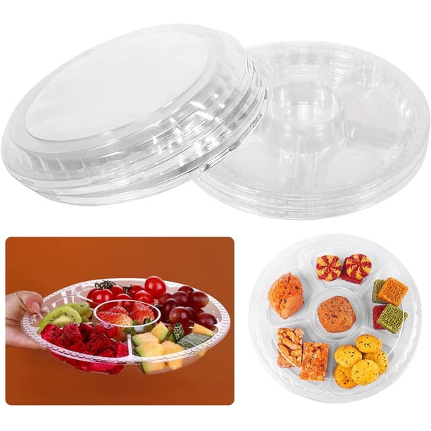 12 Pack Round Appetizer Serving Trays with Lids with Fork, Snack ...