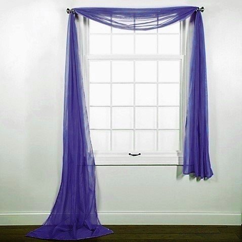 1 PC SOLID ROYAL BLUE SCARF VALANCE SOFT SHEER VOILE WINDOW PANEL ...