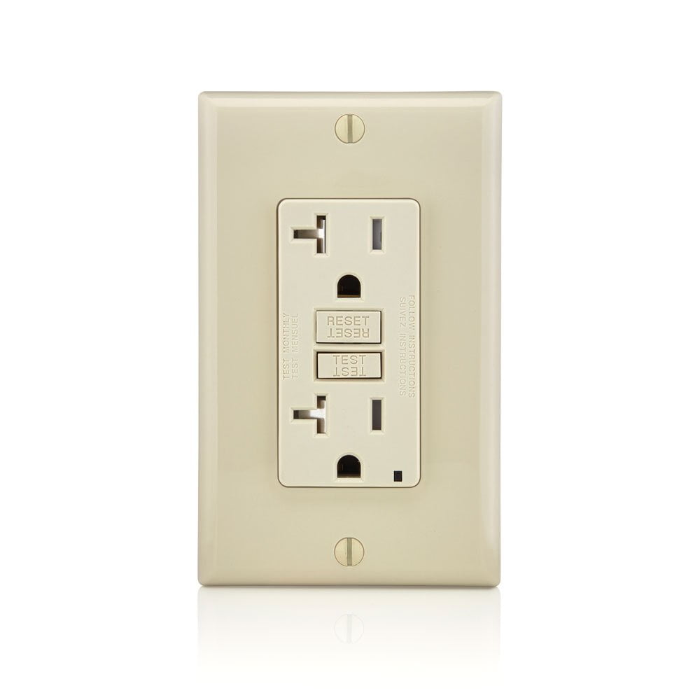 Leviton GFTR2-T 20 Amp, 125 Volt Tamper Resistant GFCI, Light Almond ...