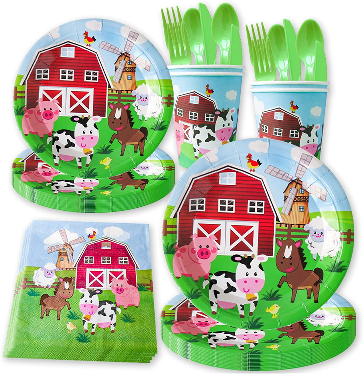 O’Force Party Supplies Plates, Cups and Napkins Party Farm Animals ...