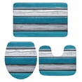 Blue Grey Stripe Bathroom Rugs Set Vintage Coastal Style Wood Texture ...