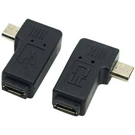 CY 2pcs 90 Degree Left & Right Ang Micro USB 5 Pin Male to Female ...