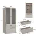 FUFU&GAGA Armoire with Frosted Glass Doors, 2 Drawers, Hanging Rail for Bedroom - Walmart.com