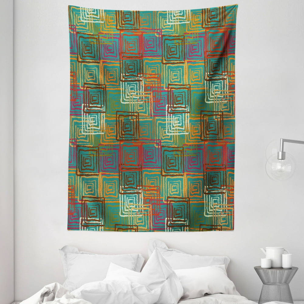 Geometric Tapestry, Abstract Grunge Pattern with Folk Rainbow Ornament ...