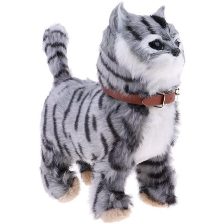 Lifelike Soft Stuffed Cat Toy Walking Cat Meow Electronic Cat Children ...
