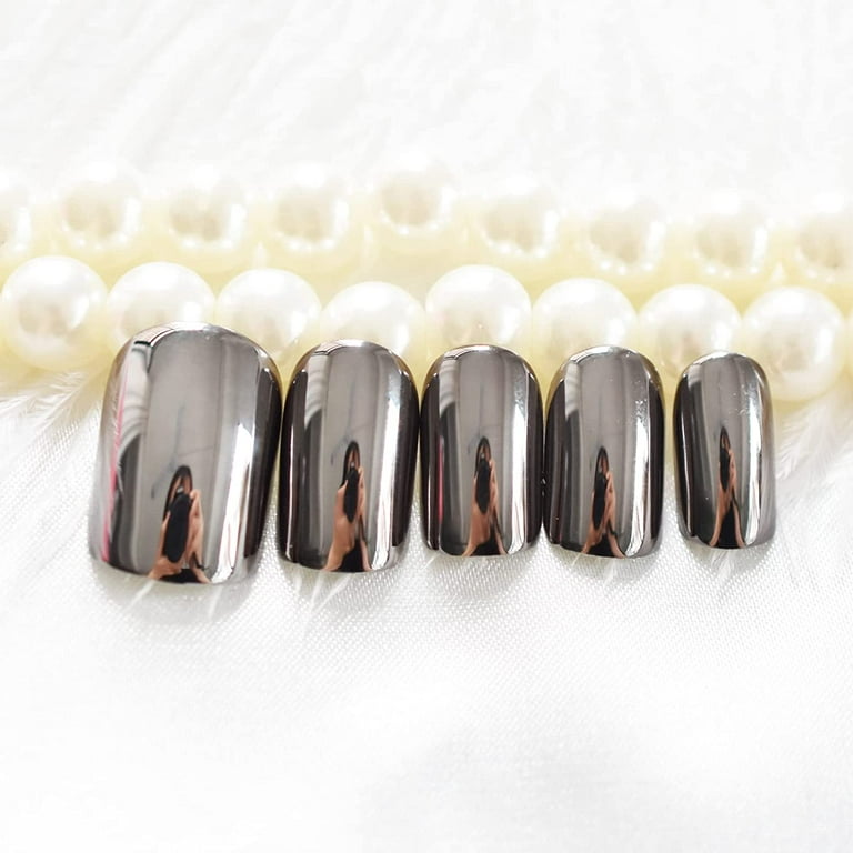 Gray Acrylic Tip Nails