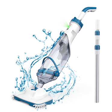 Handheld Pool Vacuum with Telescopic Pole, Dual Suction Heads, Cordless ...